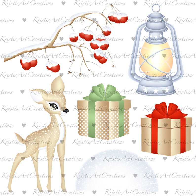 Winter Digital Clipart Christmas Merry Christmas Happy New - Etsy