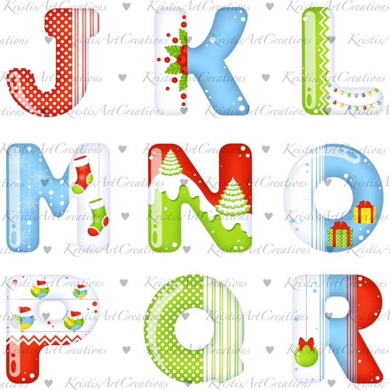 Christmas Alphabet, Alphabet Clipart, Christmas, Letters, Numbers ...