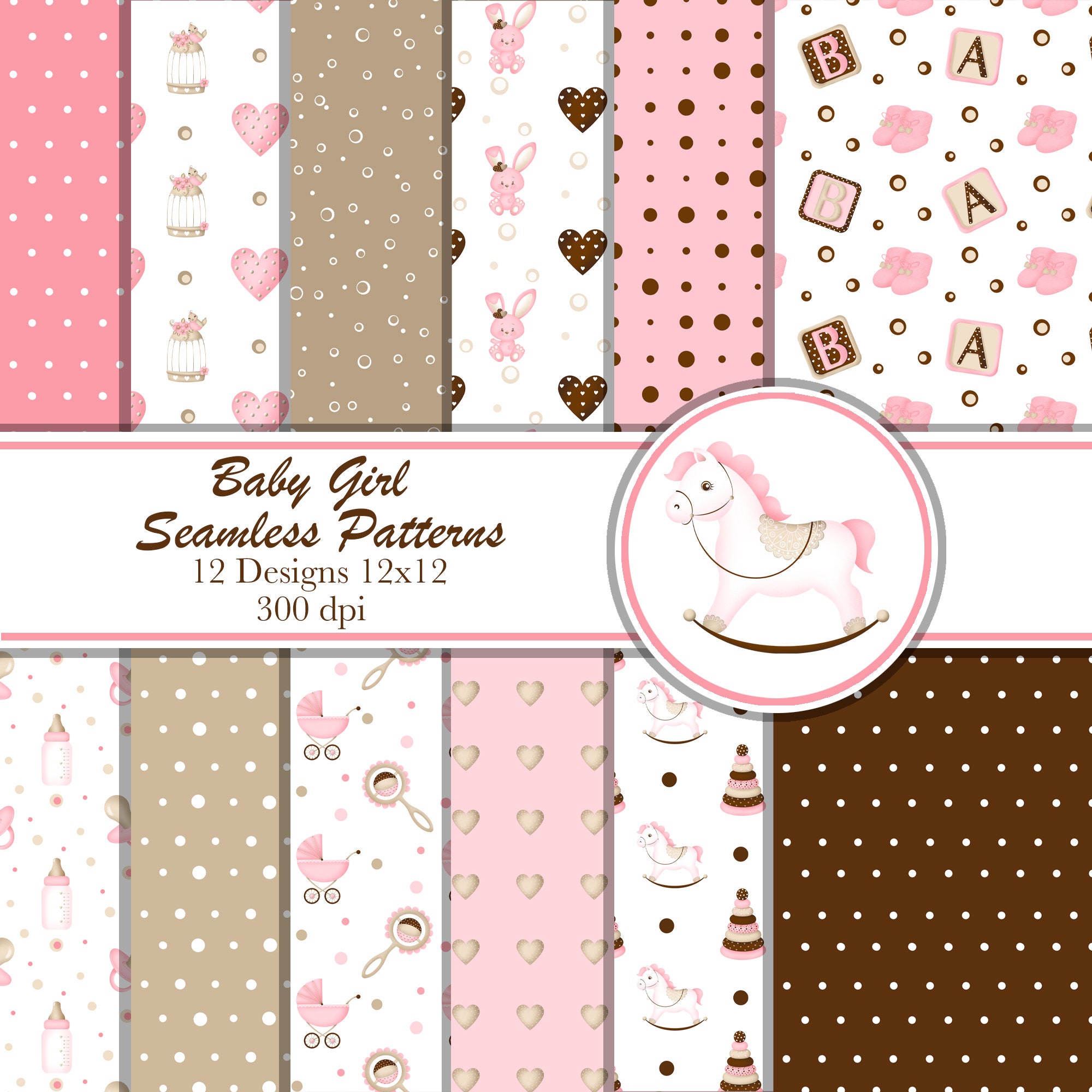Digital Baby Girl Patterns Baby Girl Seamless Patterns Baby - Etsy