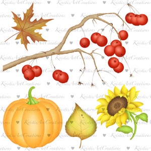 Fall Garden Clipart, Fall Clipart, Autumn Clipart, Pampkin Clipart ...