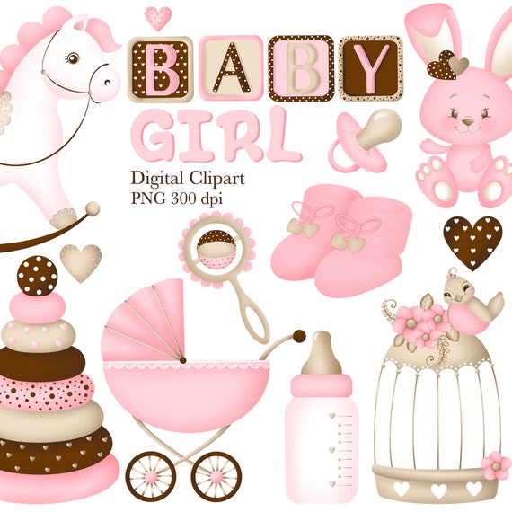 Baby Girl Clipart Baby Clipart 1st Birthday Clipart Pink | Etsy