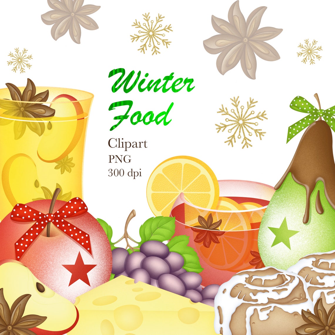 Winter Food Clipart, Winter Clipart, Winter Digital Clipart, Christmas ...