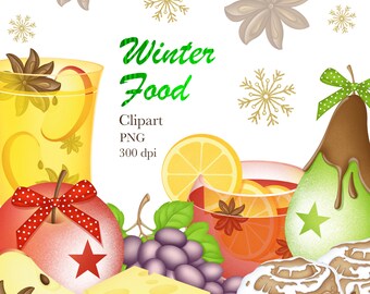 Winter Food Clipart - Etsy