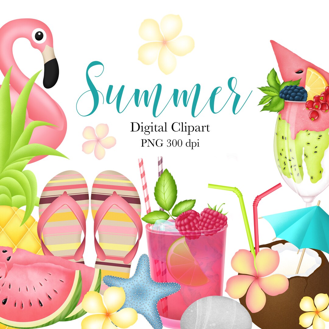 Summer Clipart, Cocktail Clipart, Fruits Clipart, Summer Party Clipart ...