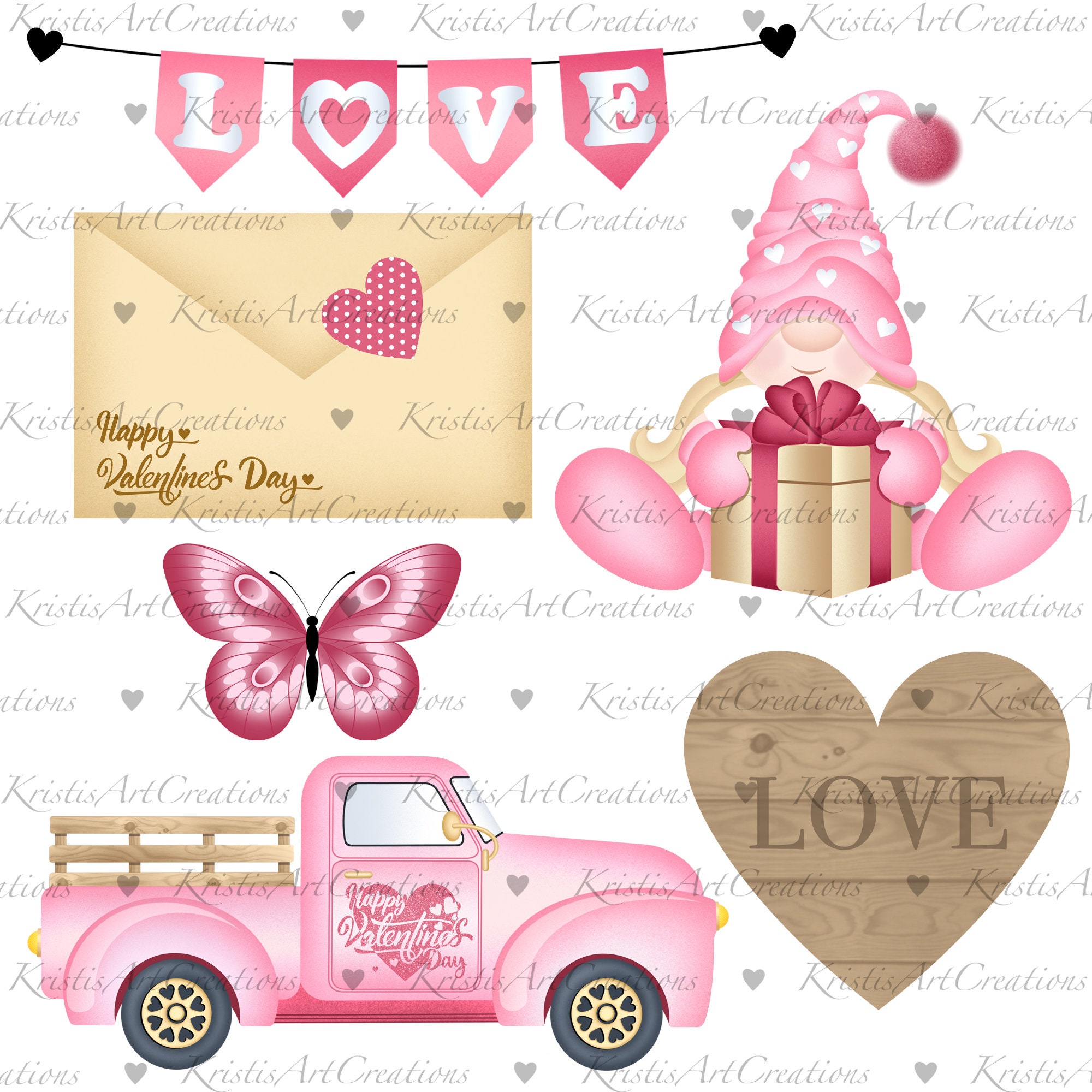 Valentine's Day Gnomes Clipart, Happy Valentines Day Clipart, Love ...