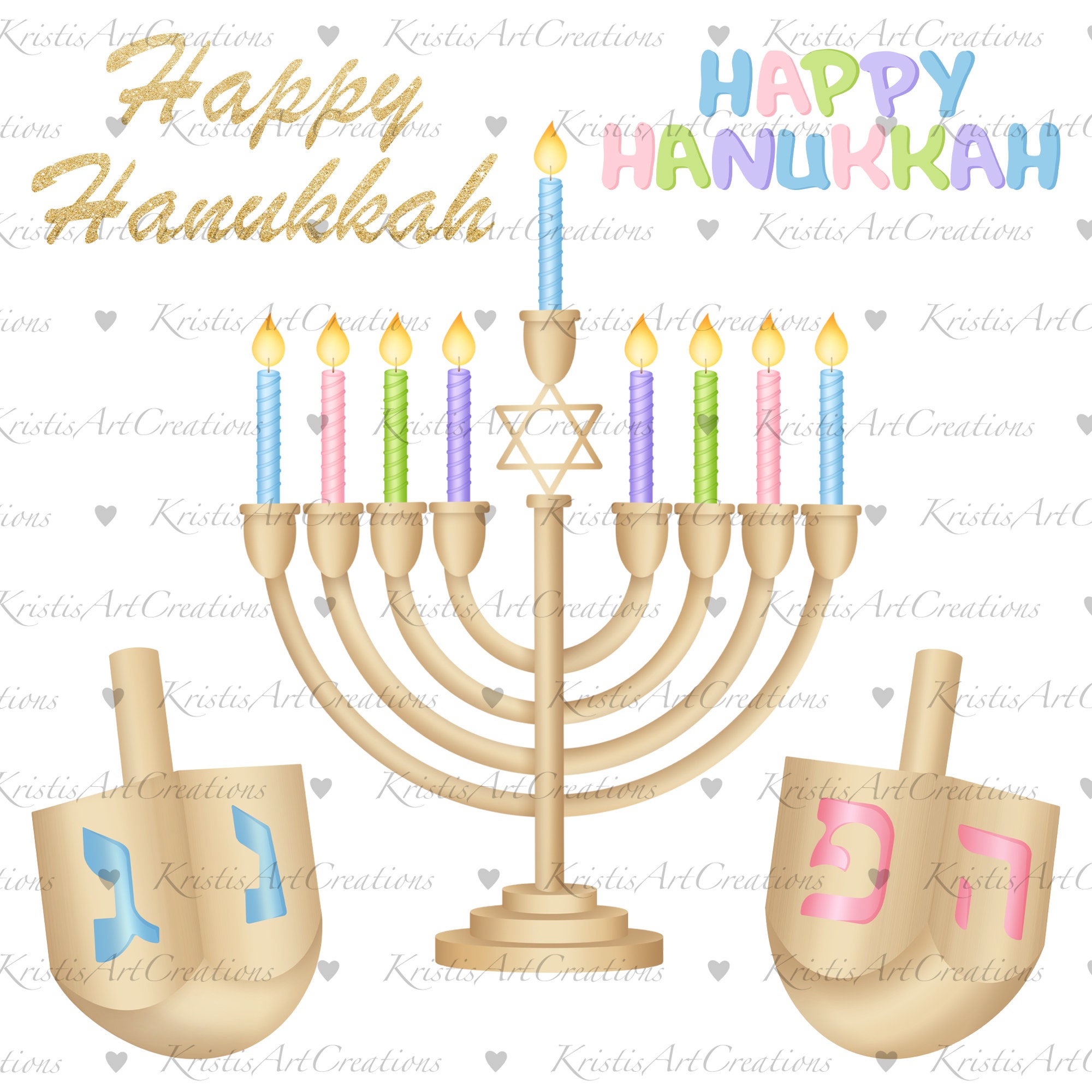Happy Hanukkah Clipart, Hanukkah Clipart, Hanukkah Digital Clipart ...
