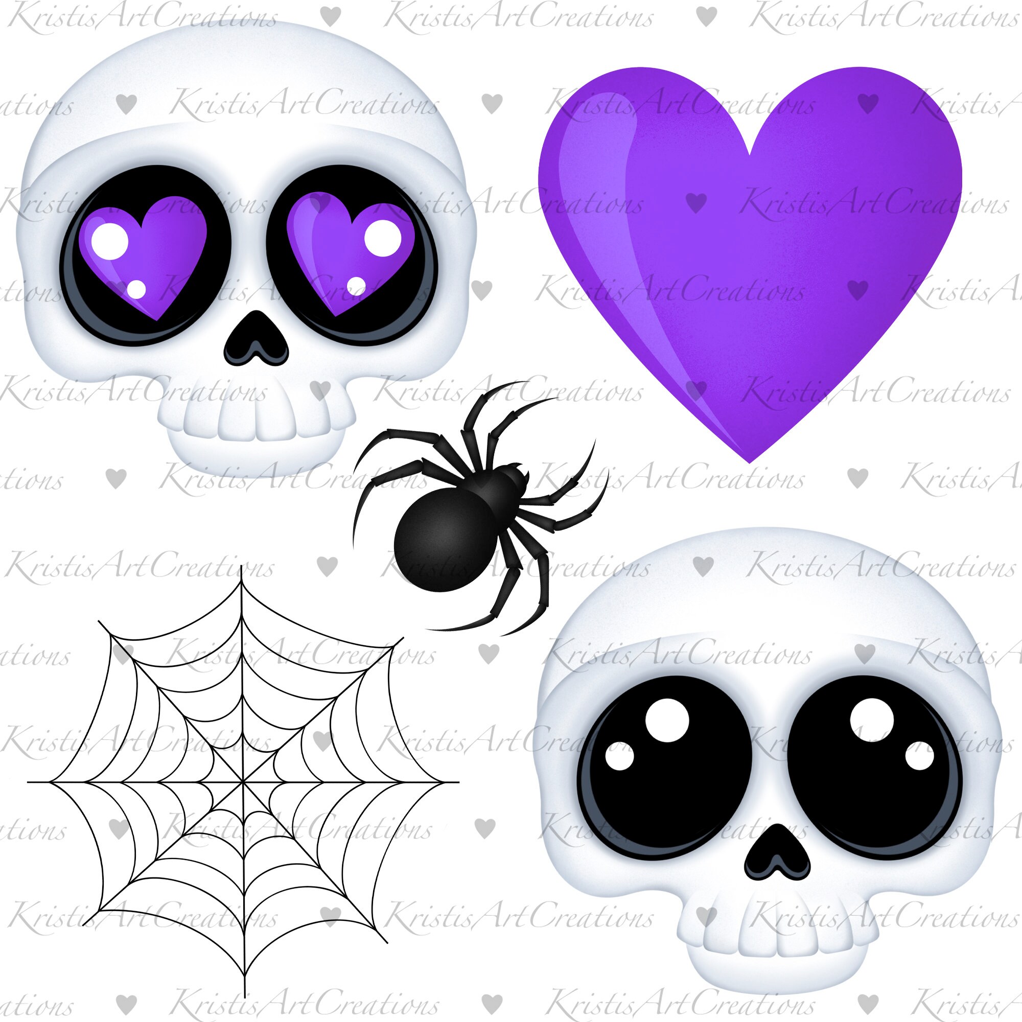 Cute Halloween Clipart Cute Scull Clipart Halloween Clipart - Etsy