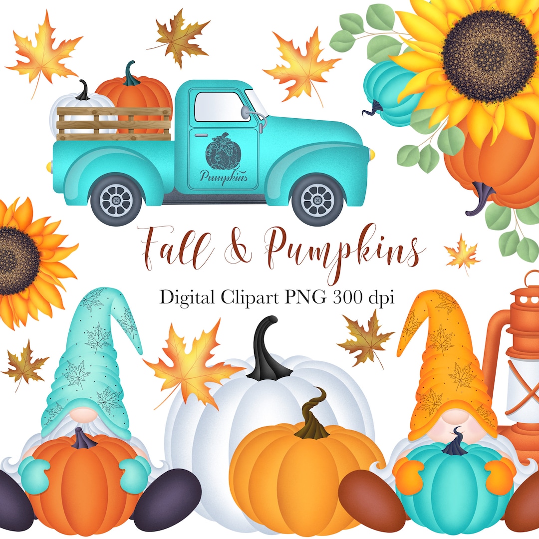 Fall & Pumpkins Clipart, Autumn, Gnomes, Fall Leaves, Sunflowers,fall ...