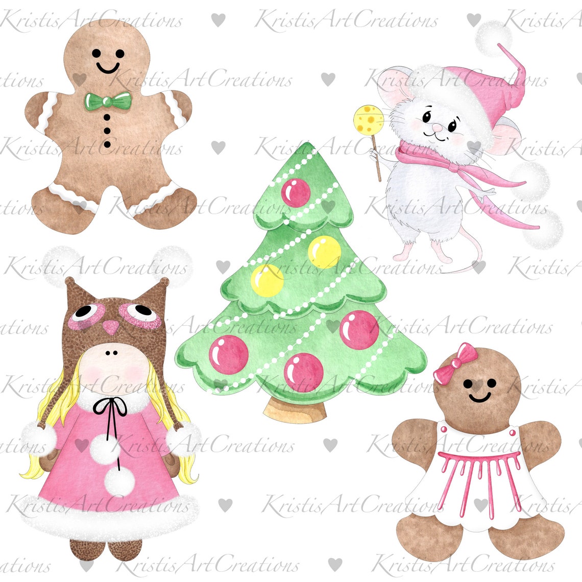 Christmas Watercolor Clipart, Watercolor Christmas Clipart, Watercolor ...