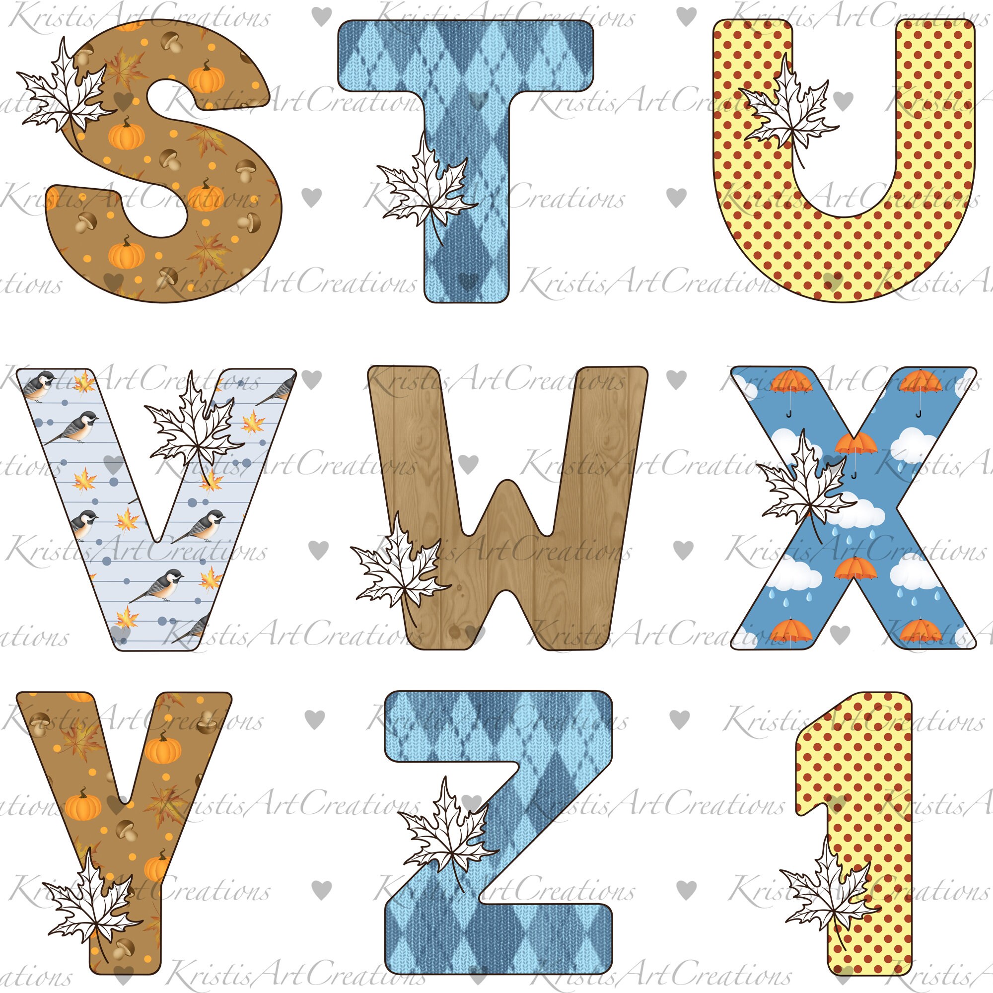 Autumn Alphabet Clipart, Fall Alphabet Clipart, Letters, Numbers, Fall ...