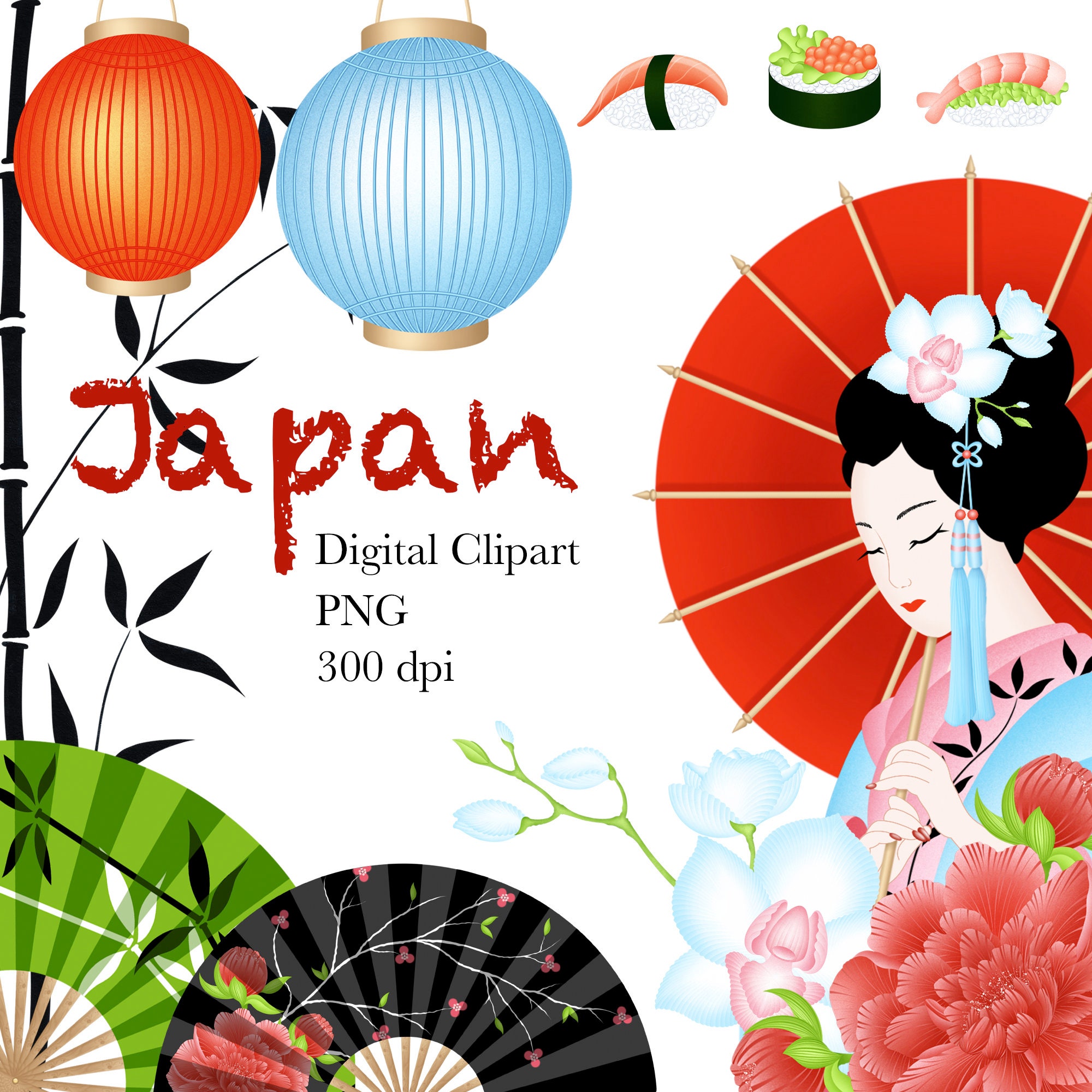 Japan Clipart, Travel Clipart, Japan Digital Clipart, Sushi Sushi ...