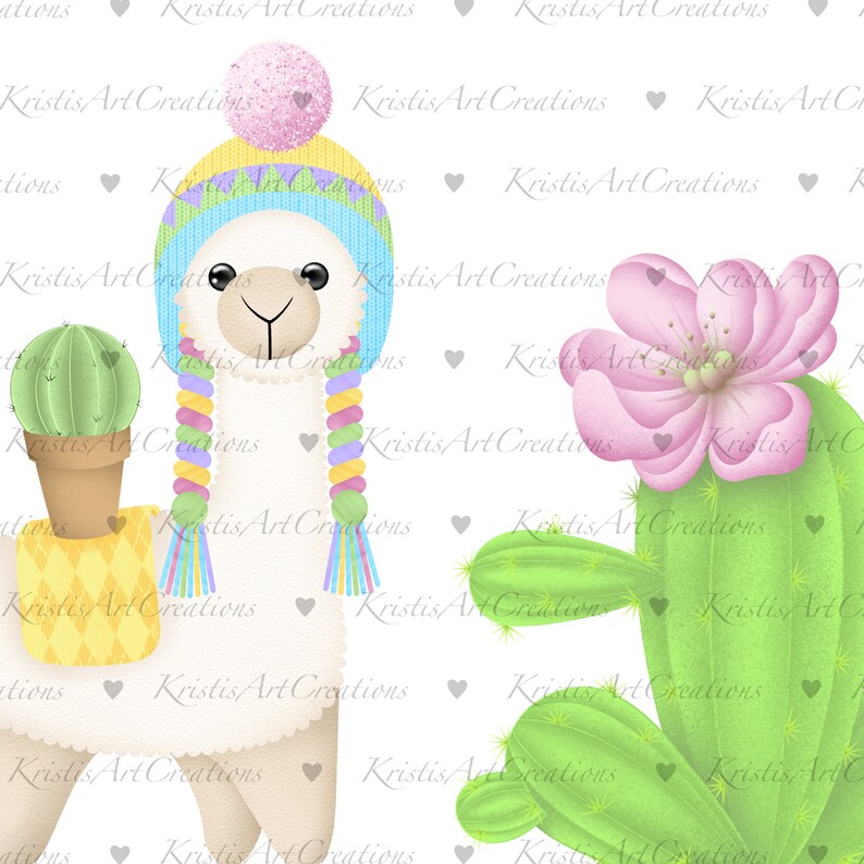 Llama Clipart Sale, Cactus Clipart, Llama Cactus Clipart, Clipart ...