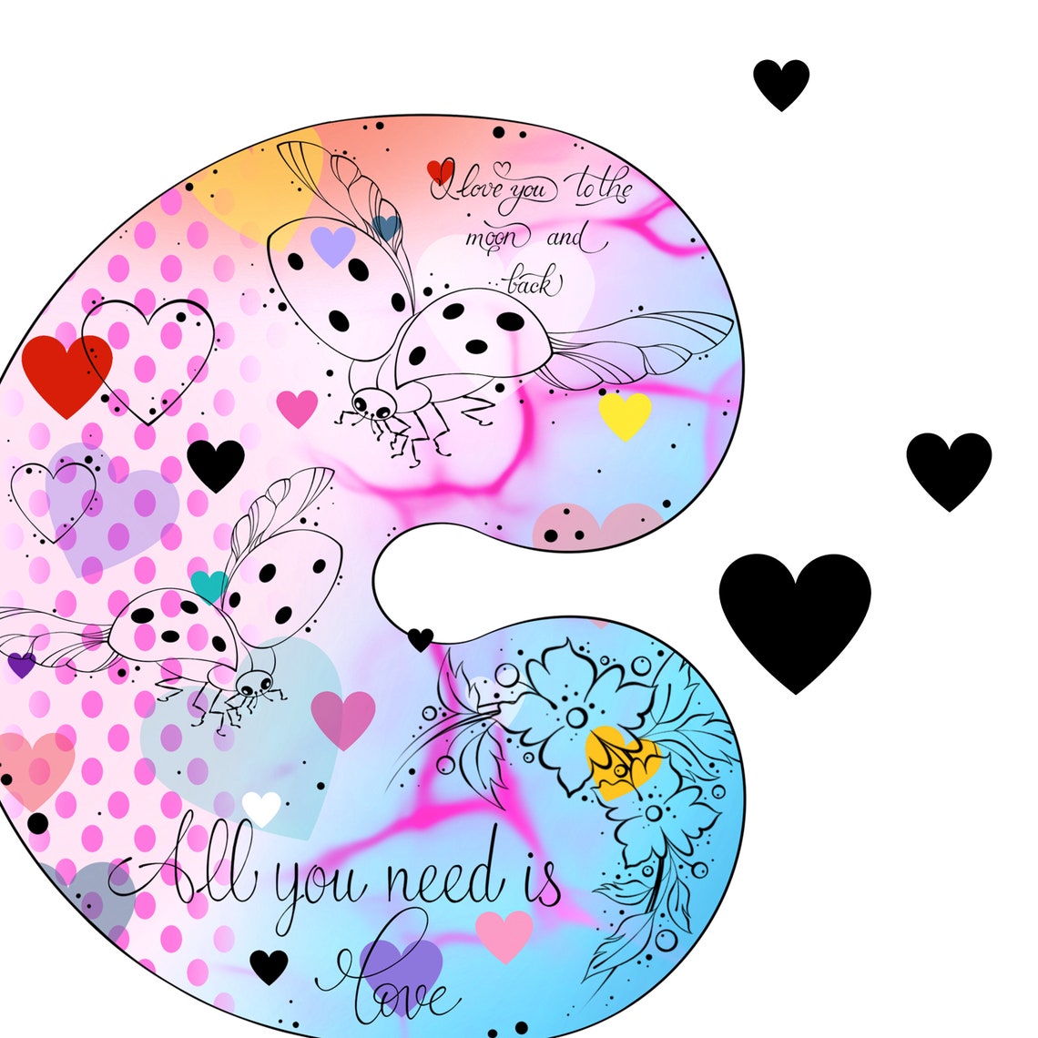 Valentine's Day Alphabet Clipart Alphabet Multicolor - Etsy