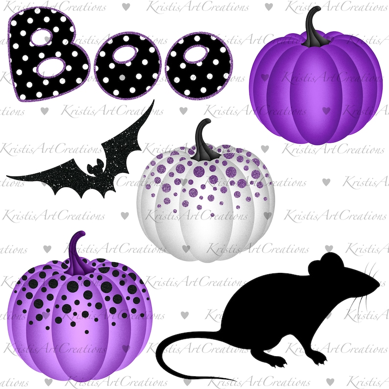 Purple Pumpkins Clipart Halloween Clipart boo Clipart - Etsy