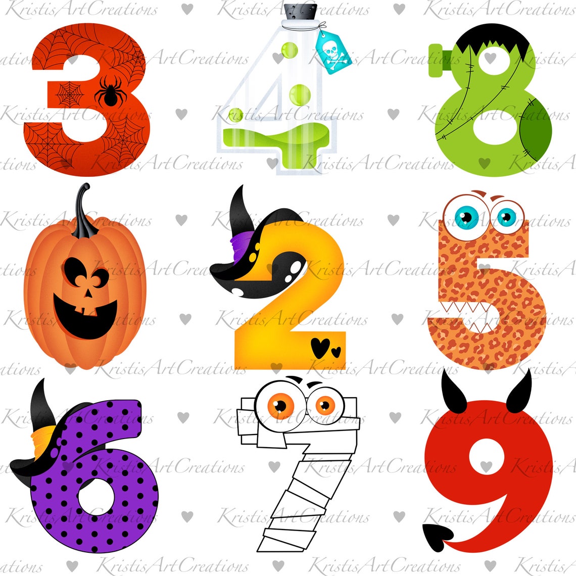 Halloween Alphabet Clipart, Halloween Numbers Clipart, Halloween ...