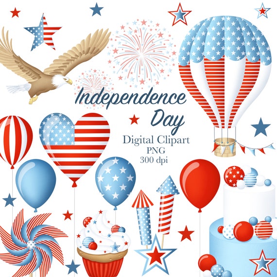 Independence Day Clipart 4th of July Clipart USA Clipart | Etsy