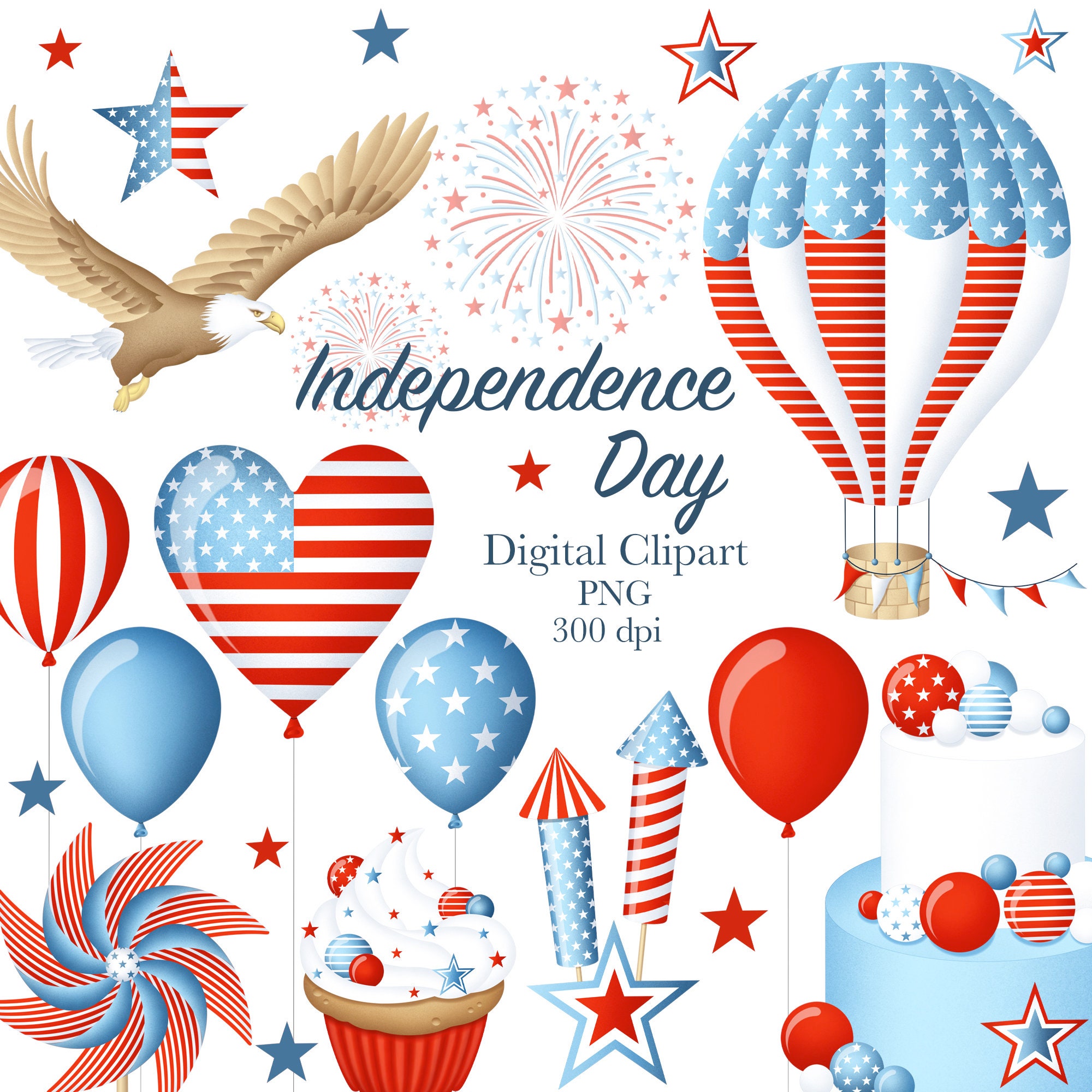 Independence Day Clipart, 4th of July Clipart, USA Clipart, American ...