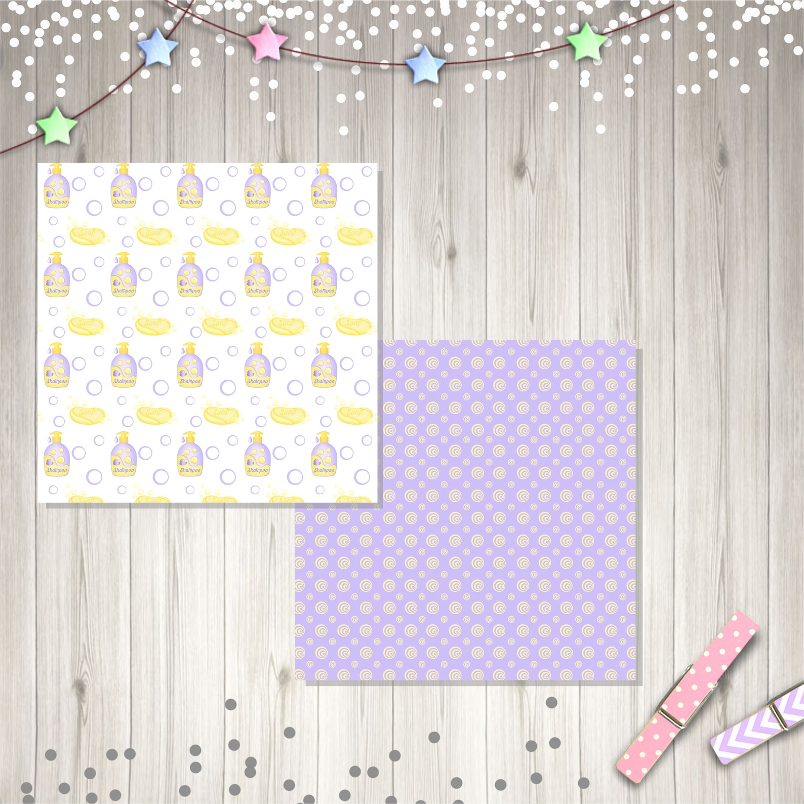 Digital Baby Bath Patterns, Baby Bath Seamless Patterns, Baby Bath ...