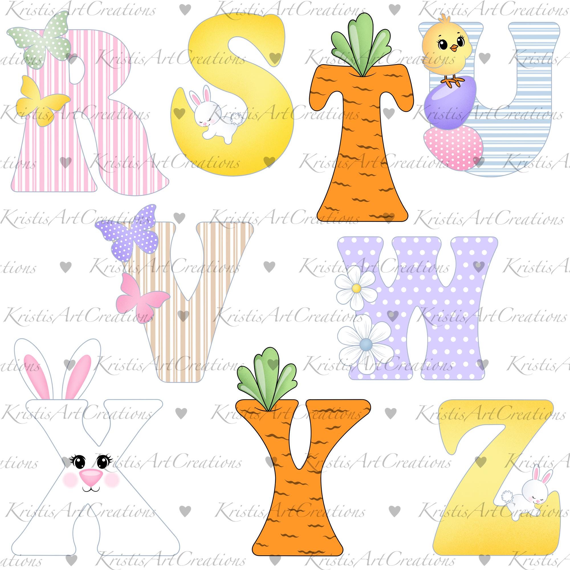 Easter Alphabet Clipart, Easter Numbers Clipart, Easter, Letters ...
