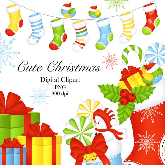 Cute Christmas Clipart Merry Christmas Christmas Socks - Etsy