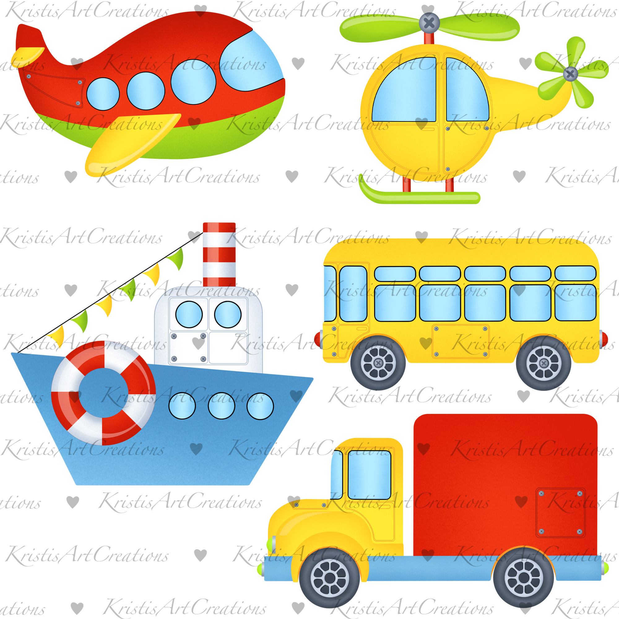 Transport Clipart Multicolor Clipart Kids Clipart Digital - Etsy Canada