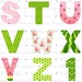 Watermelon Alphabet Clipart, Alphabet, Watermelon, Summer, Green & Pink ...
