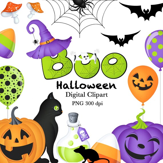 Happy Halloween Clipart Halloween Clipart Boo Clipart - Etsy