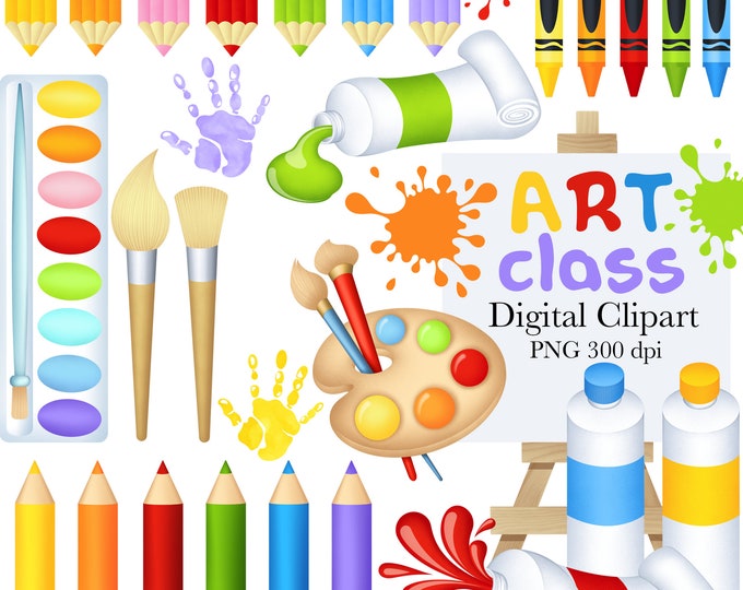 Art Class Clipart Back to School Clipart Drawing Suplies - Etsy
