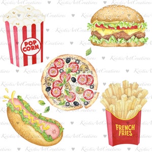 Watercolor Fast Food Clipart Sale, Fast Food Clipart, Watercolor ...