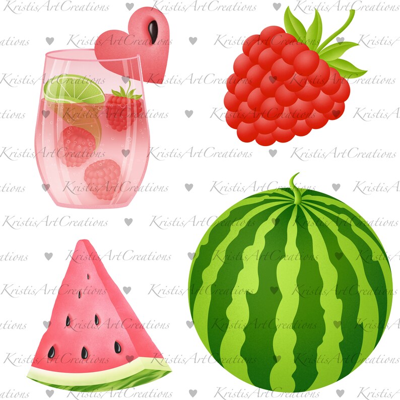 Watermelon Clipart, Watermelon Party Clipart, Summer Clipart, Red ...