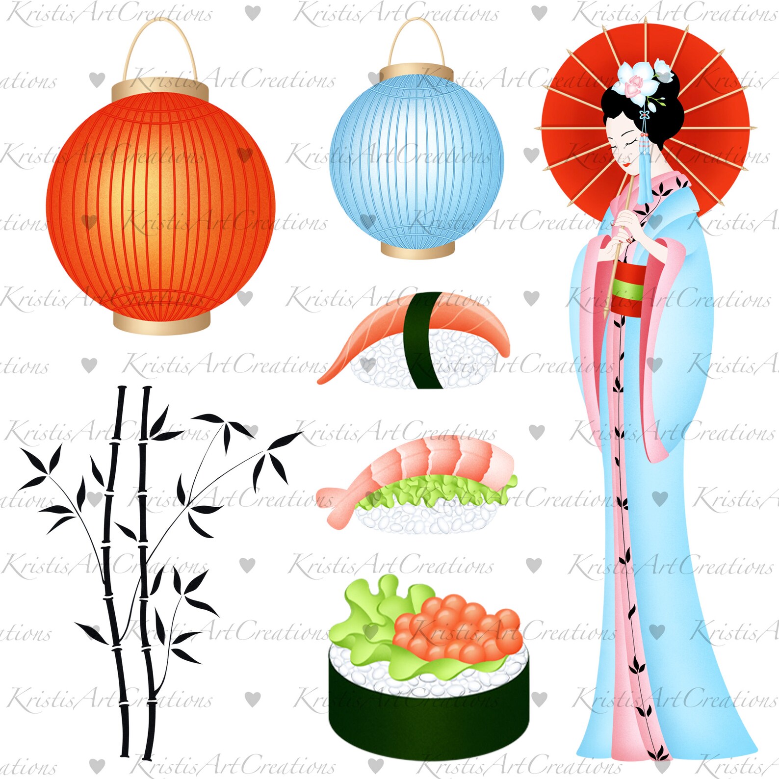 Japan Clipart, Travel Clipart, Japan Digital Clipart, Sushi Sushi ...