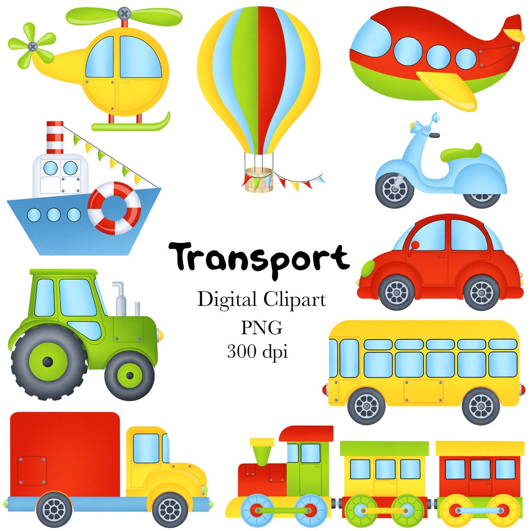 Transport Clipart, Multicolor Clipart, Kids Clipart, Digital Clipart ...
