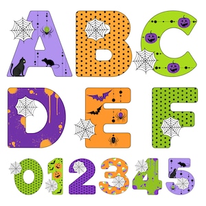 Halloween Alphabet Clipart, Halloween Numbers Clipart, Halloween ...