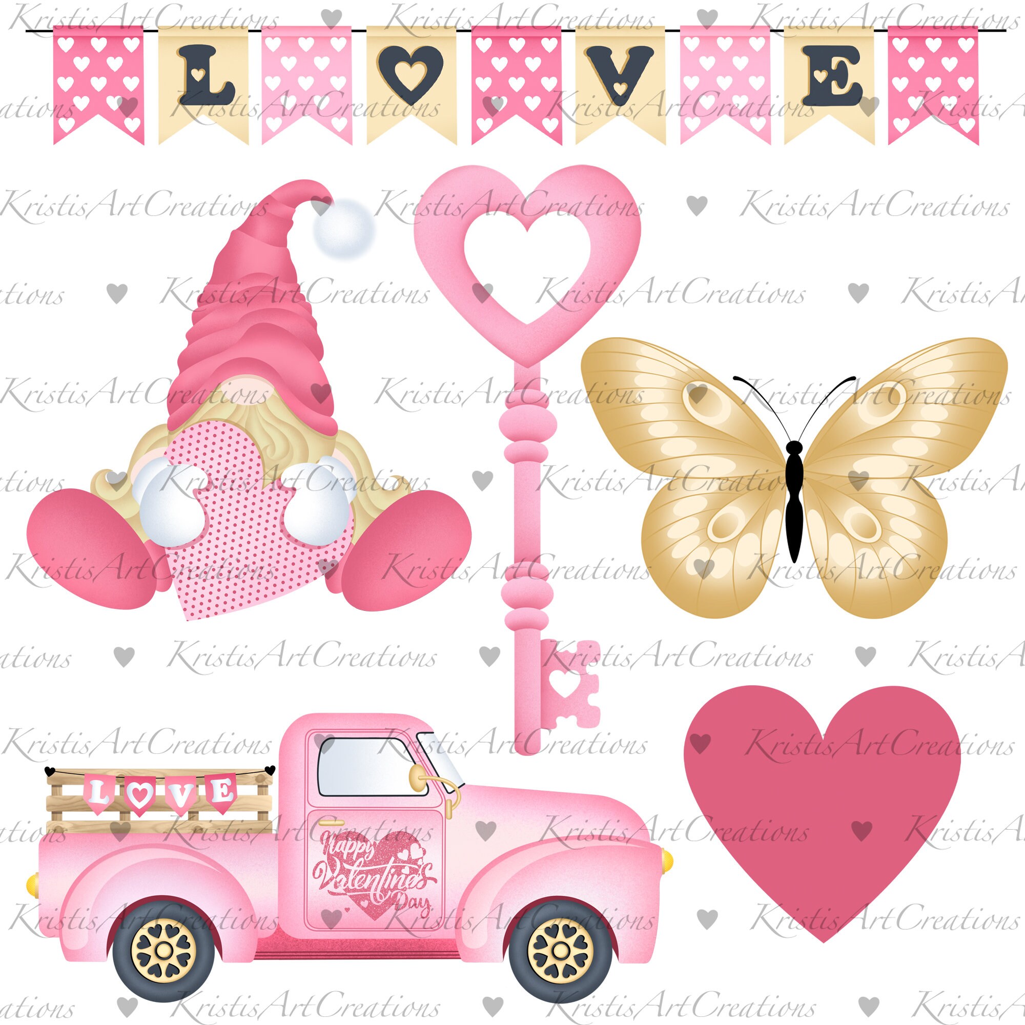 Valentine's Day Gnomes Clipart, Happy Valentines Day Clipart, Love ...