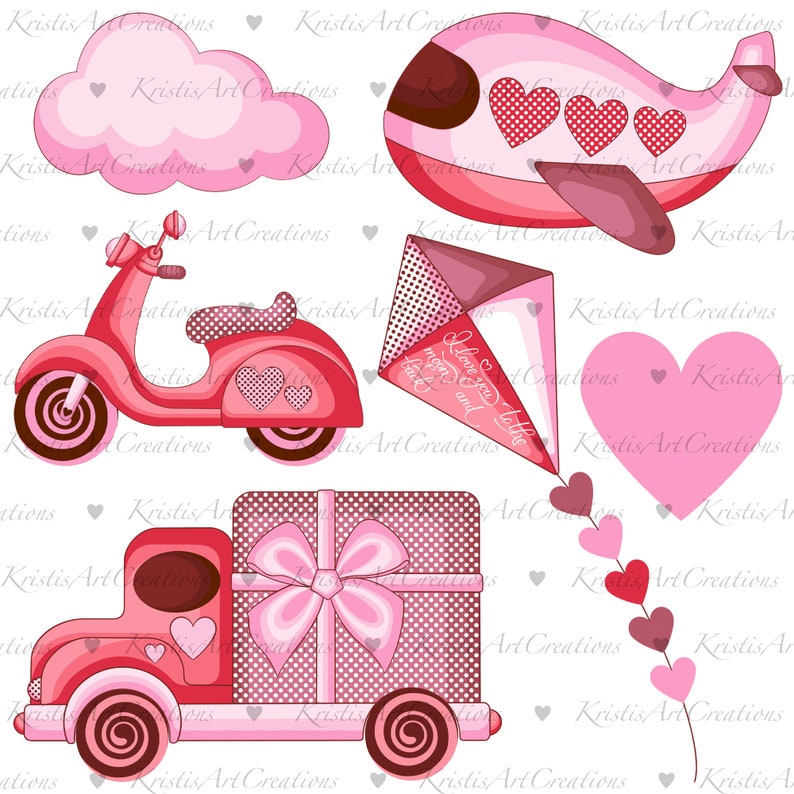 Valentine's Day Clipart, Valentines Day Transportation, Love Clipart ...