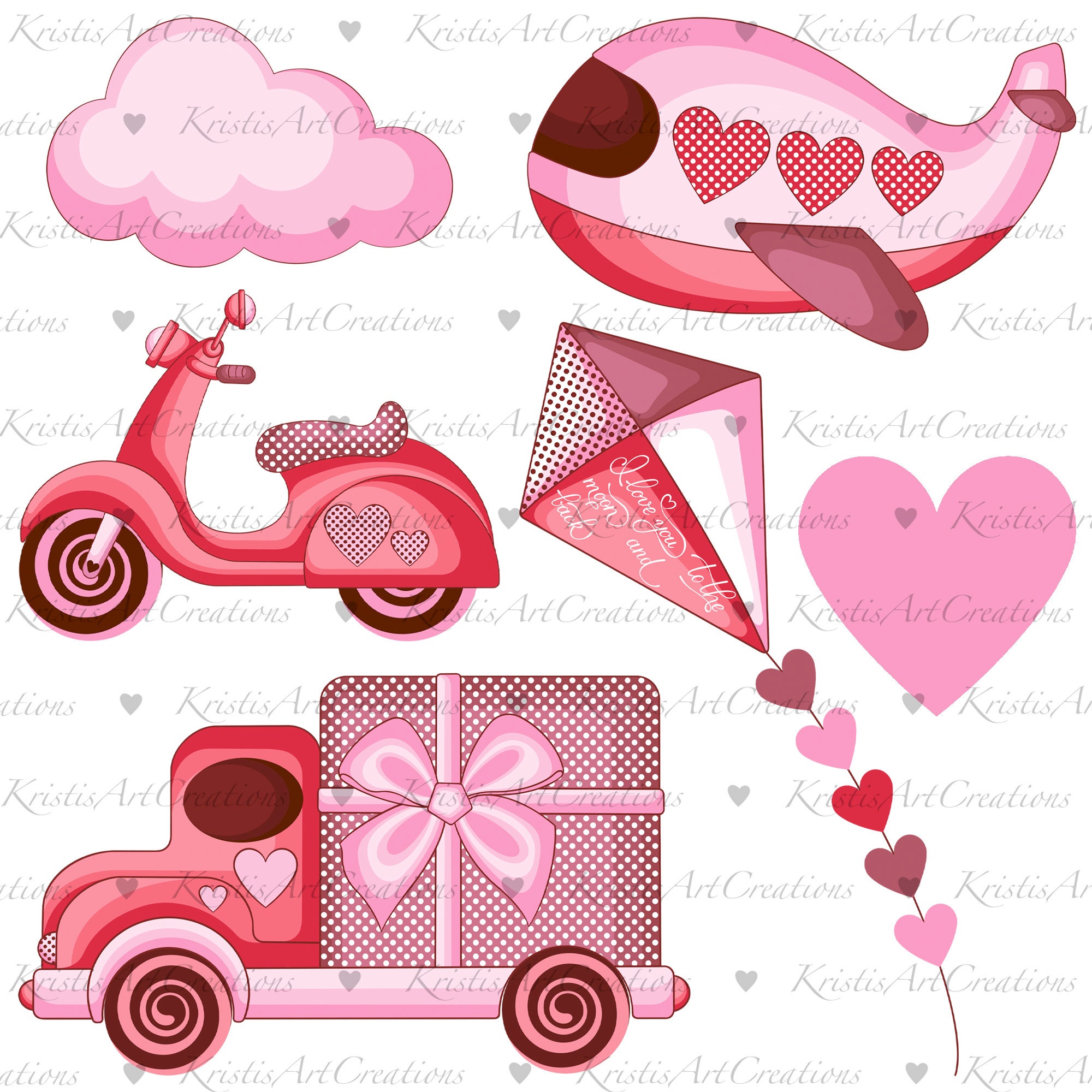 Valentine's Day Clipart, Valentines Day Transportation, Love Clipart ...