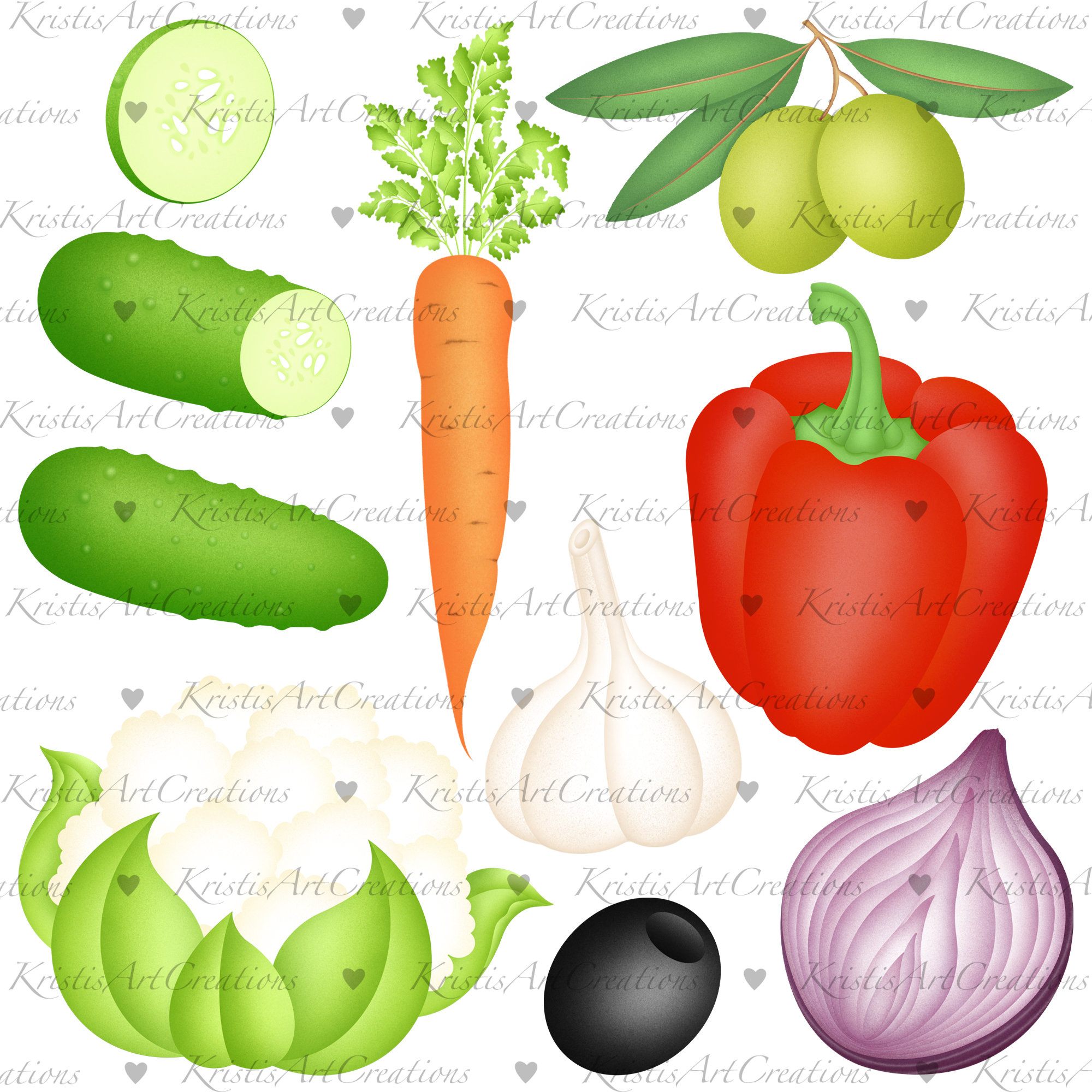 Vegetables Clipart, Food Clipart, Multicolor Clipart, Salad Clipart ...
