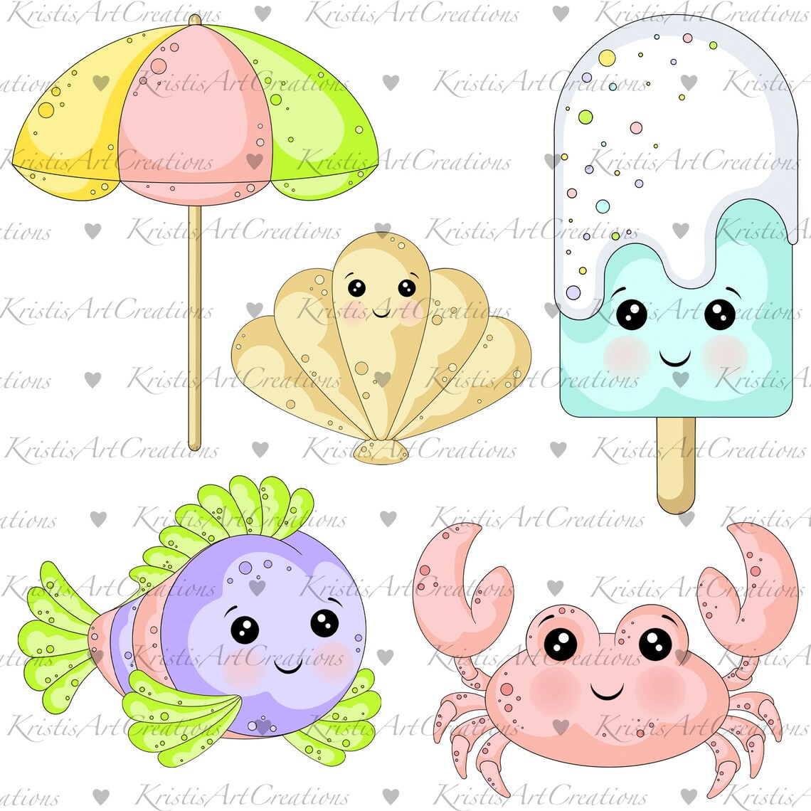 Summer Clipart, Cute Summer, Beach Clipart, Flamingo, Sun, Starfish ...
