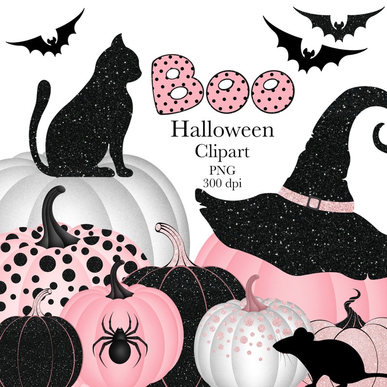 Pink Pumpkins Clipart, Halloween Clipart ,boo Clipart, Digital Clipart ...
