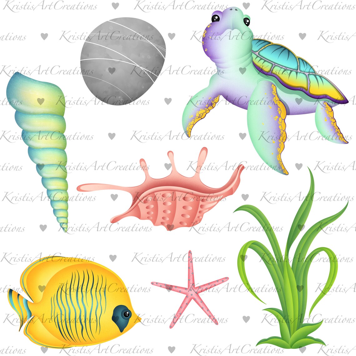 Turtles Digital Clipart, Sea World Clipart, Underwater Clipart ...