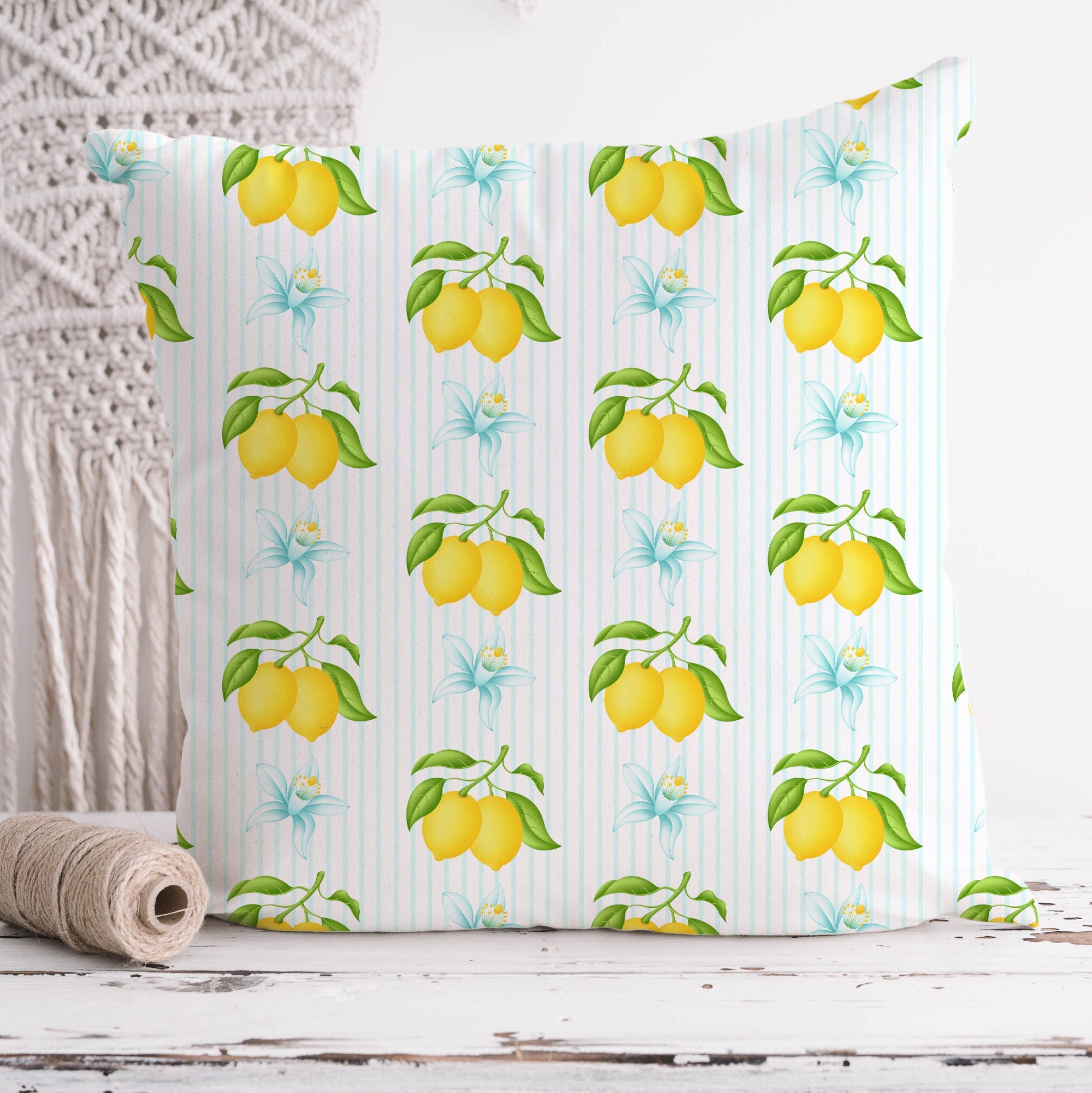 Lemon Seamless Pattern, Floral Pattern, Lemons and Flowers, Green and ...