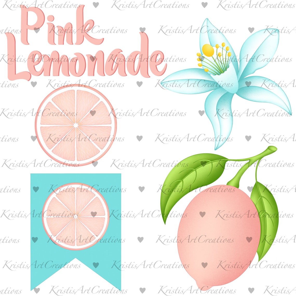 Pink Lemonade Clipart Lemon Clipart Summer Pink Clipart - Etsy
