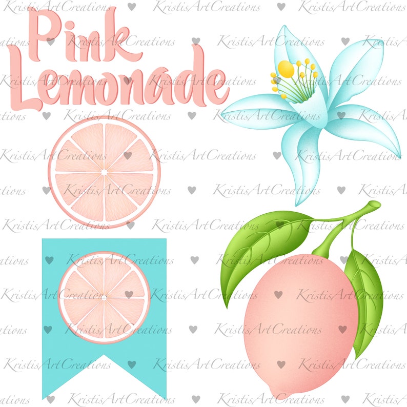 Pink Lemonade Clipart, Lemon Clipart, Summer, Pink Clipart, Summer ...