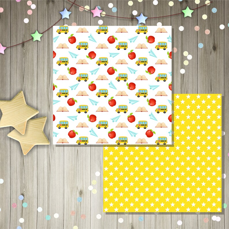 Back to School Seamless Patterns, Back to School Print Digital Paper ...
