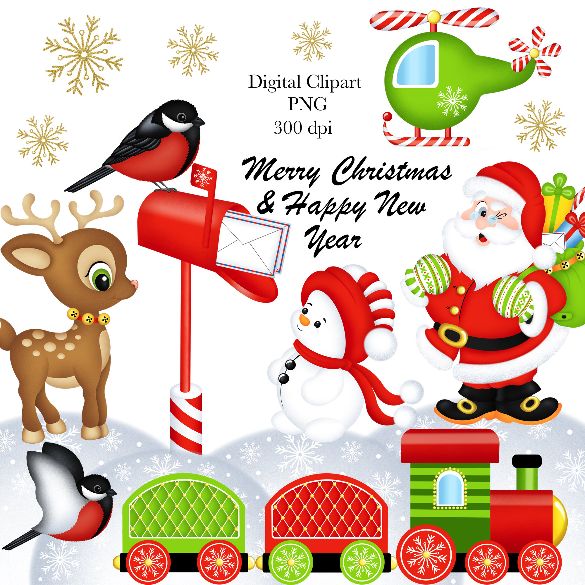 Christmas Clipart, New Year Clipart, Digital Clipart, Santa Claus ...
