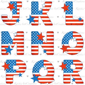 Independence Day Alphabet Clipart, Letters, Numbers, 4th of July ...