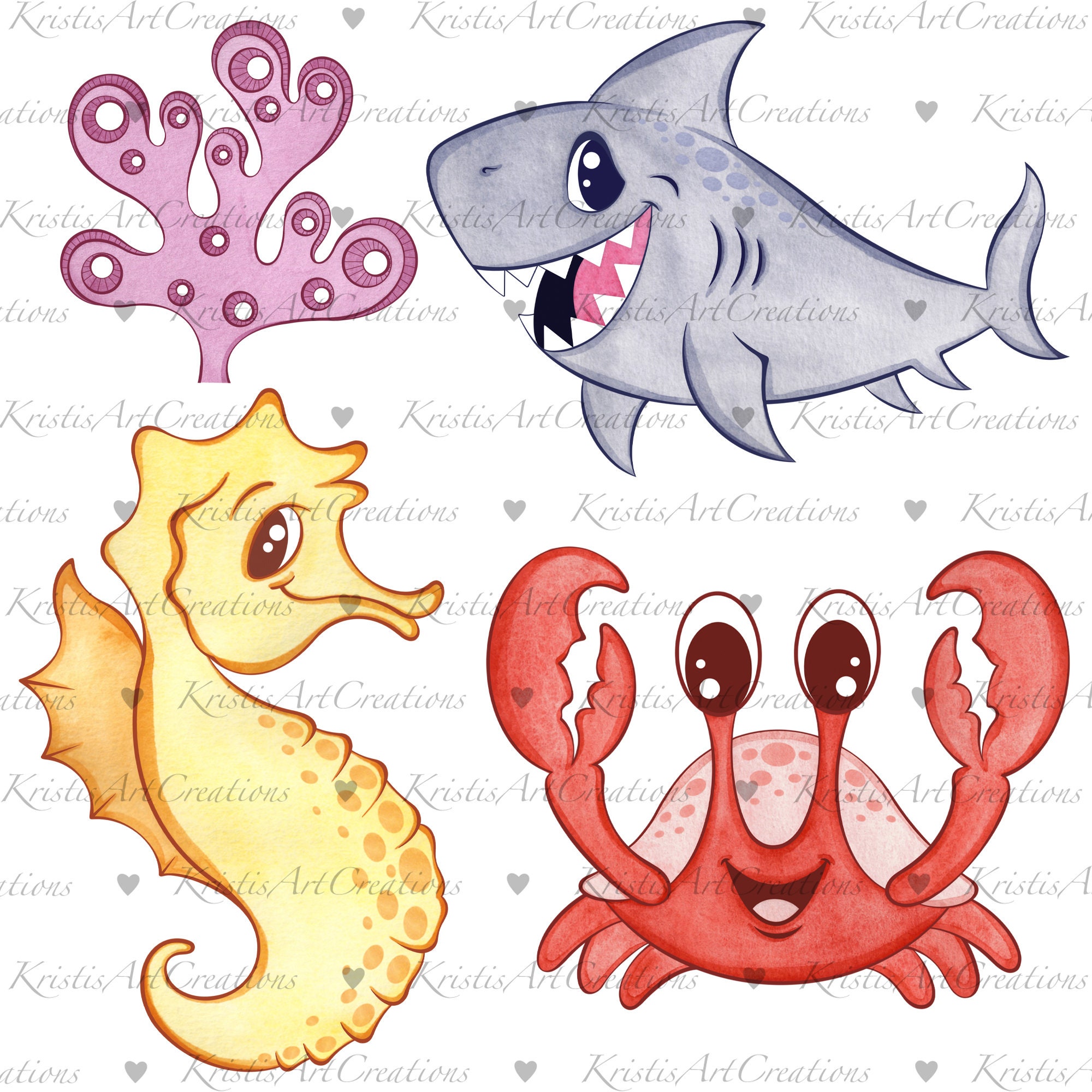 Watercolor Sea World Clipart, Watercolor Sea World Party Clipart ...