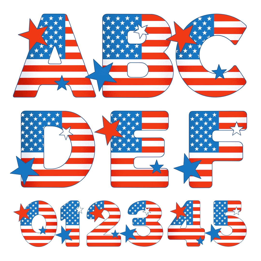 Independence Day Alphabet Clipart, Letters, Numbers, 4th of July ...