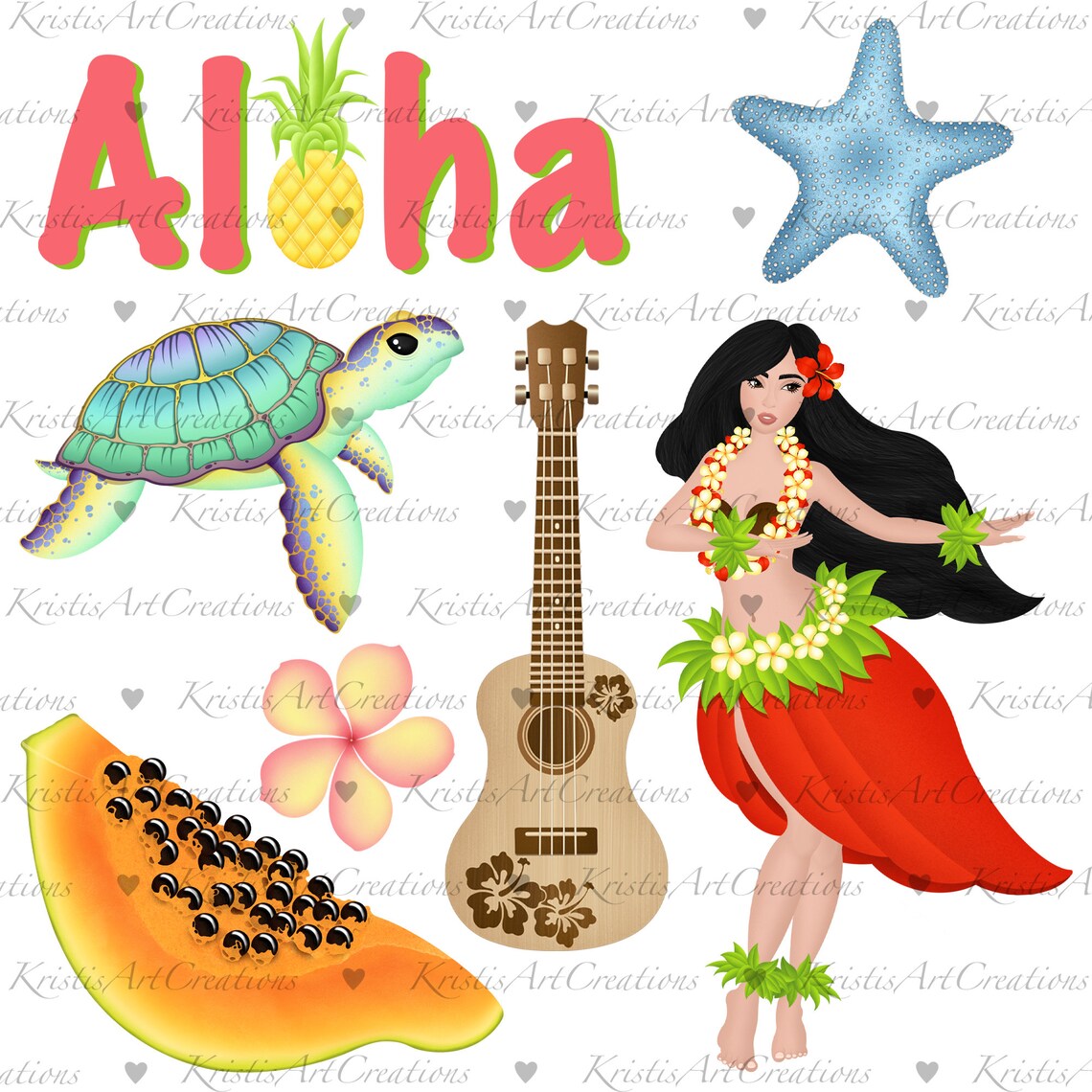 Hawaii Clipart, Aloha Clipart, Summer Clipart, Travel Clipart, Tropic ...