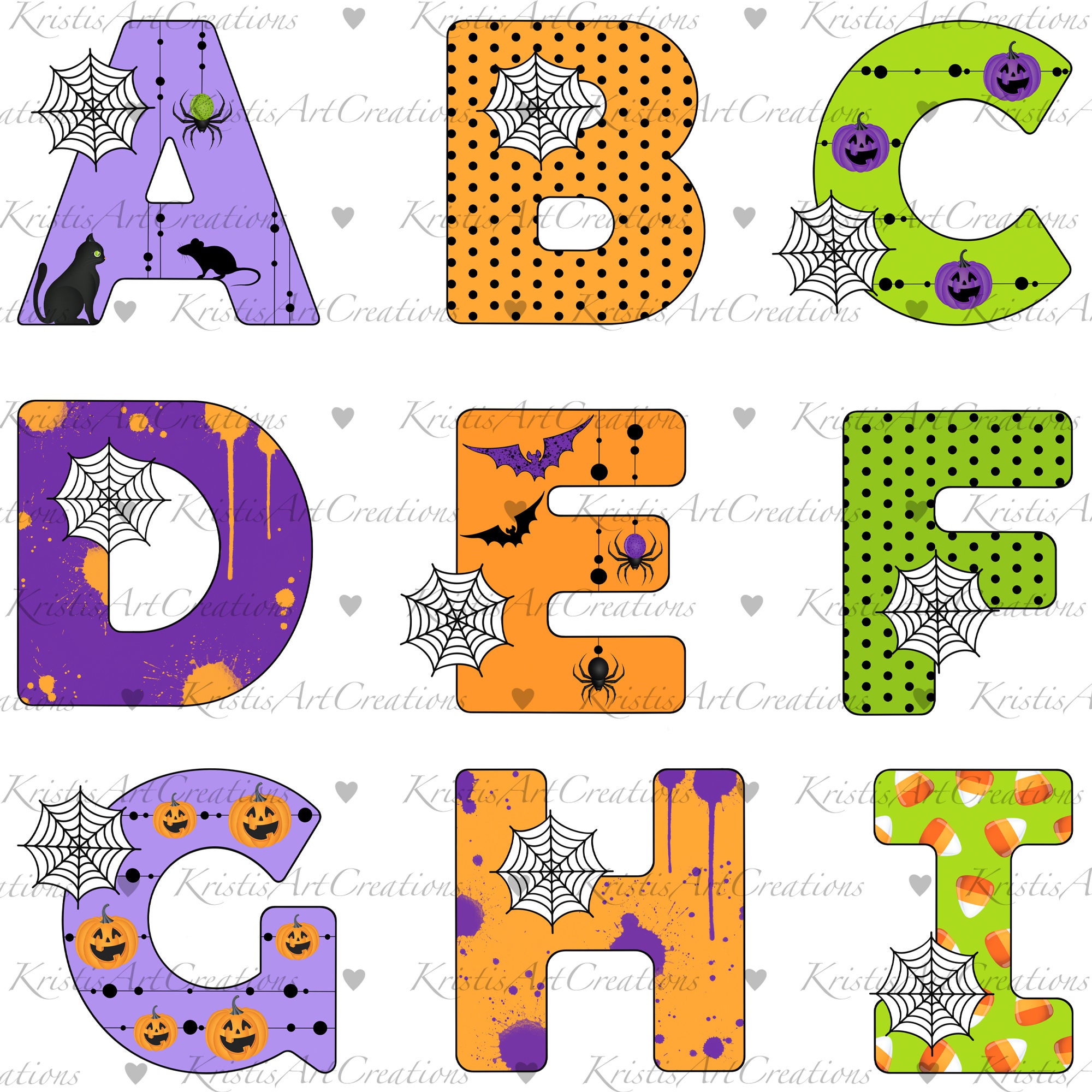Halloween Alphabet Clipart, Halloween Numbers Clipart, Halloween ...